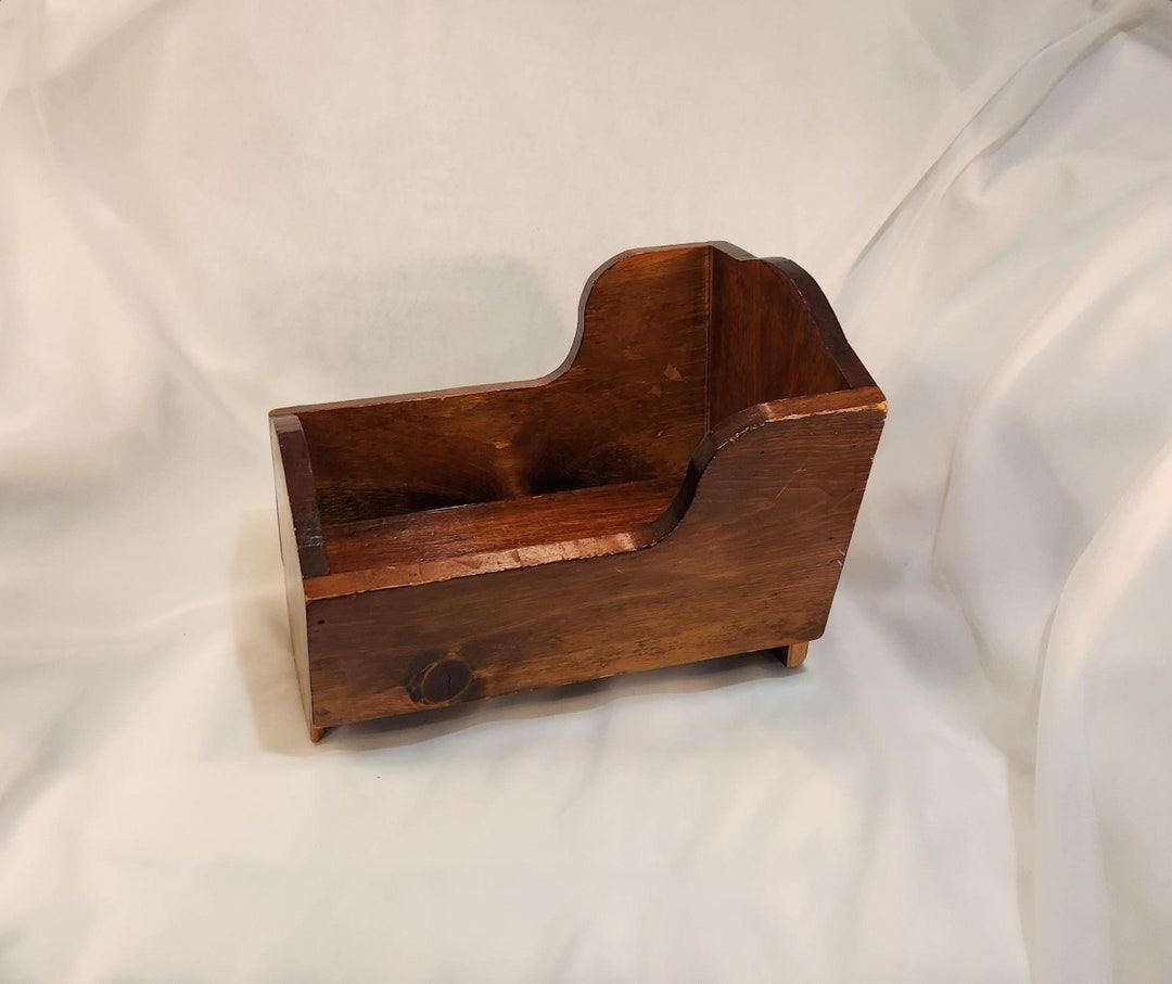 Wood Doll Cradle Teddy Bear Display Vintage Tabletop Decor - Message ...