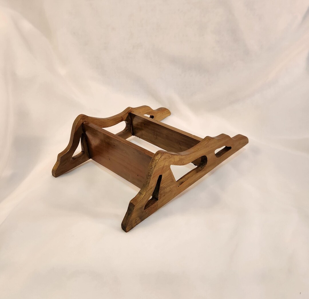 Small Wood Accent Shelf 2 Tier Ladder Style Wall Mount Gilded Tone ...