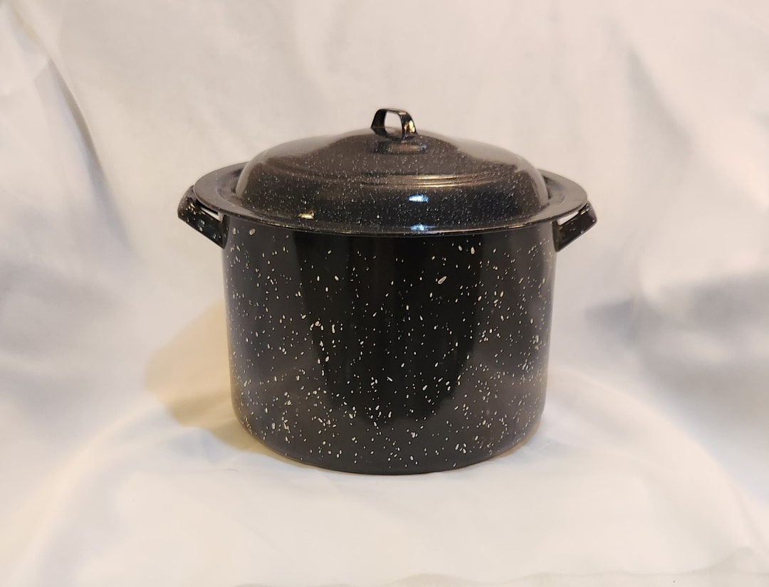 Large Enamel Ware Water Bath Canner Pot, Lid and Jar Rack 22 Quart ...