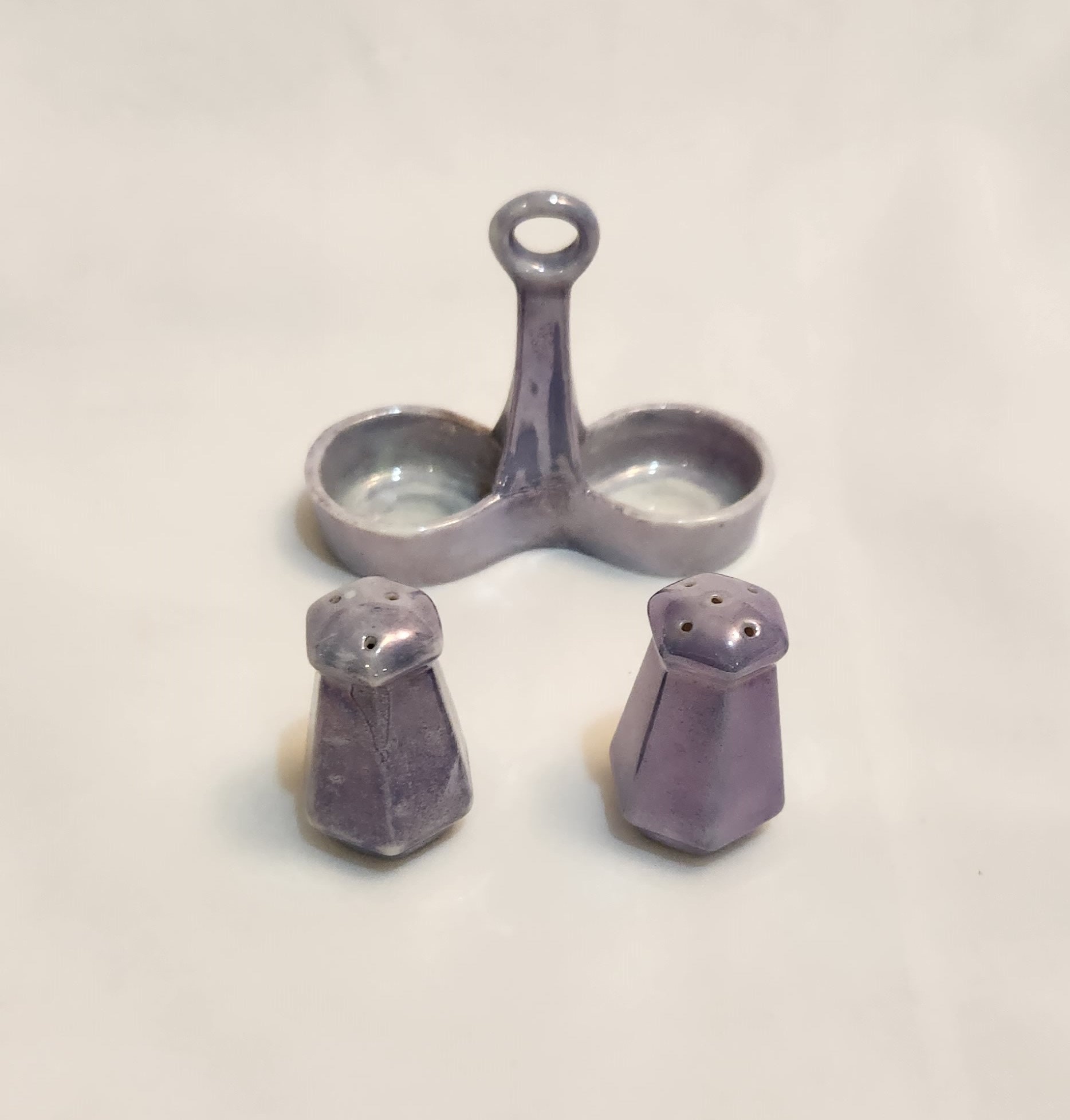 Lusterware Salt and Pepper Shaker Caddy Set Made in Japan Blue ...