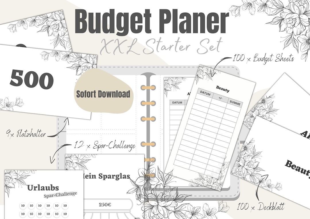 Budget Planner XXL Starter Set PDF Download Digital A6 100 Cover Pages ...