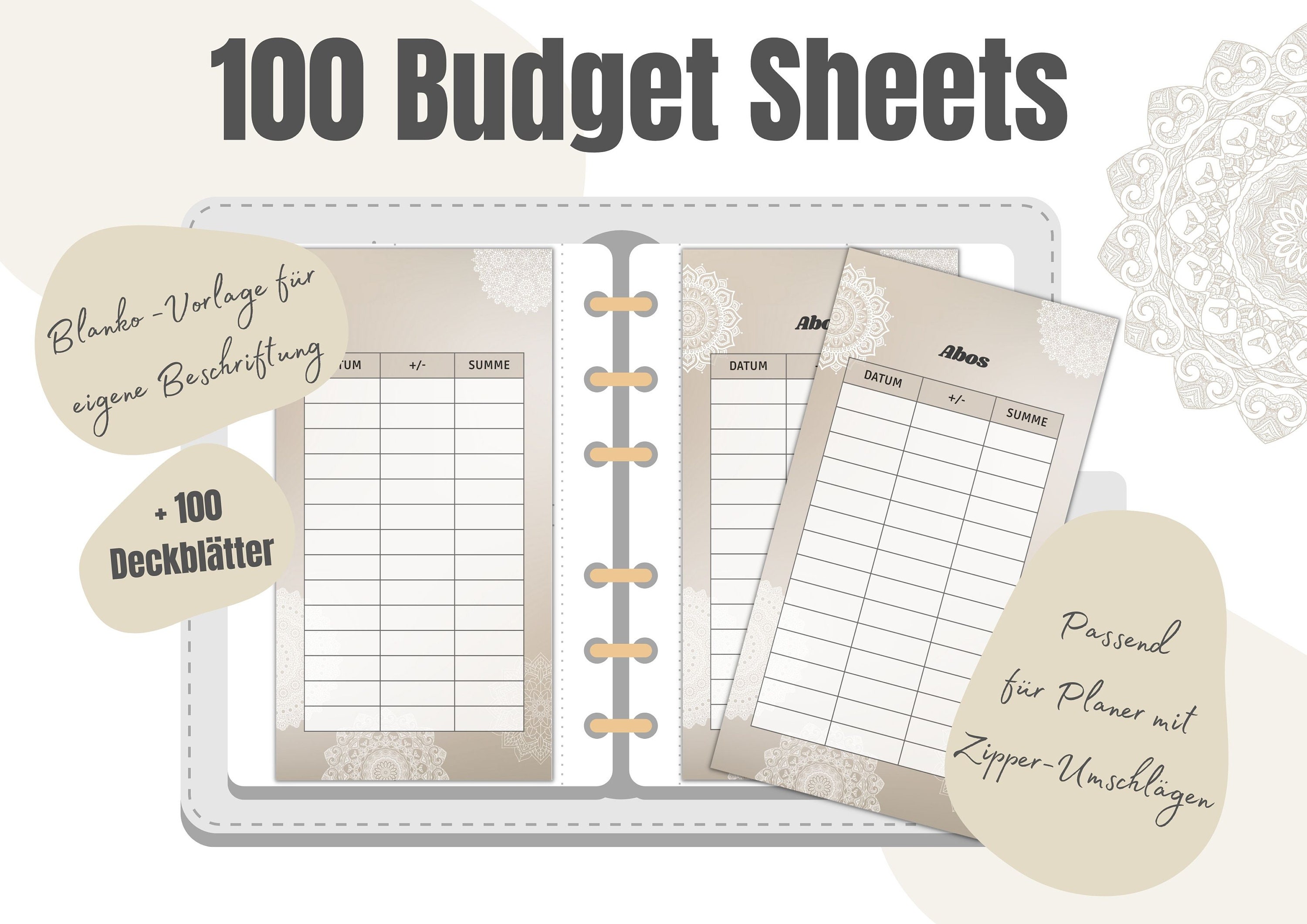 Budget Planner XXL Starter Set PDF Download Digital A6 100 Cover Sheets ...