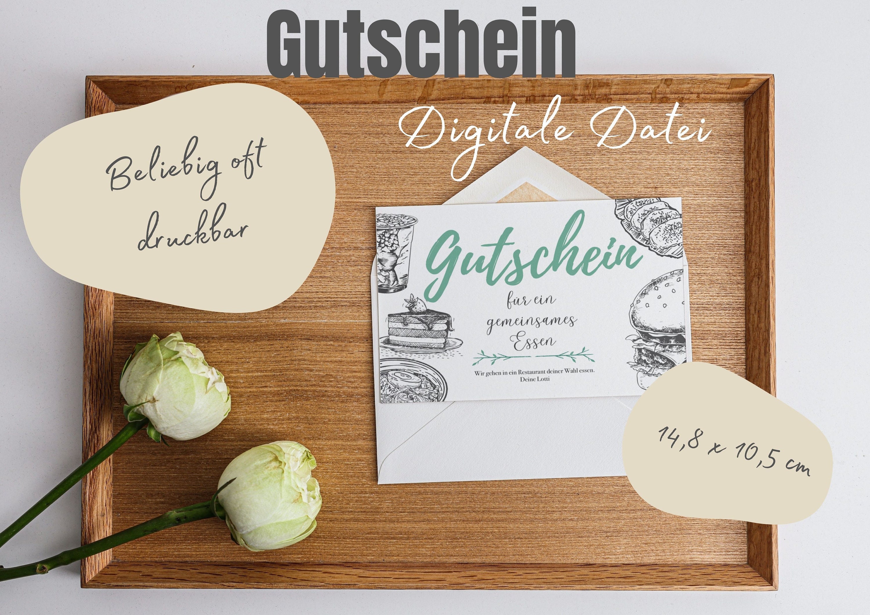Gutschein zum Ausdrucken Essen gehen PDF Download Digital Print ...