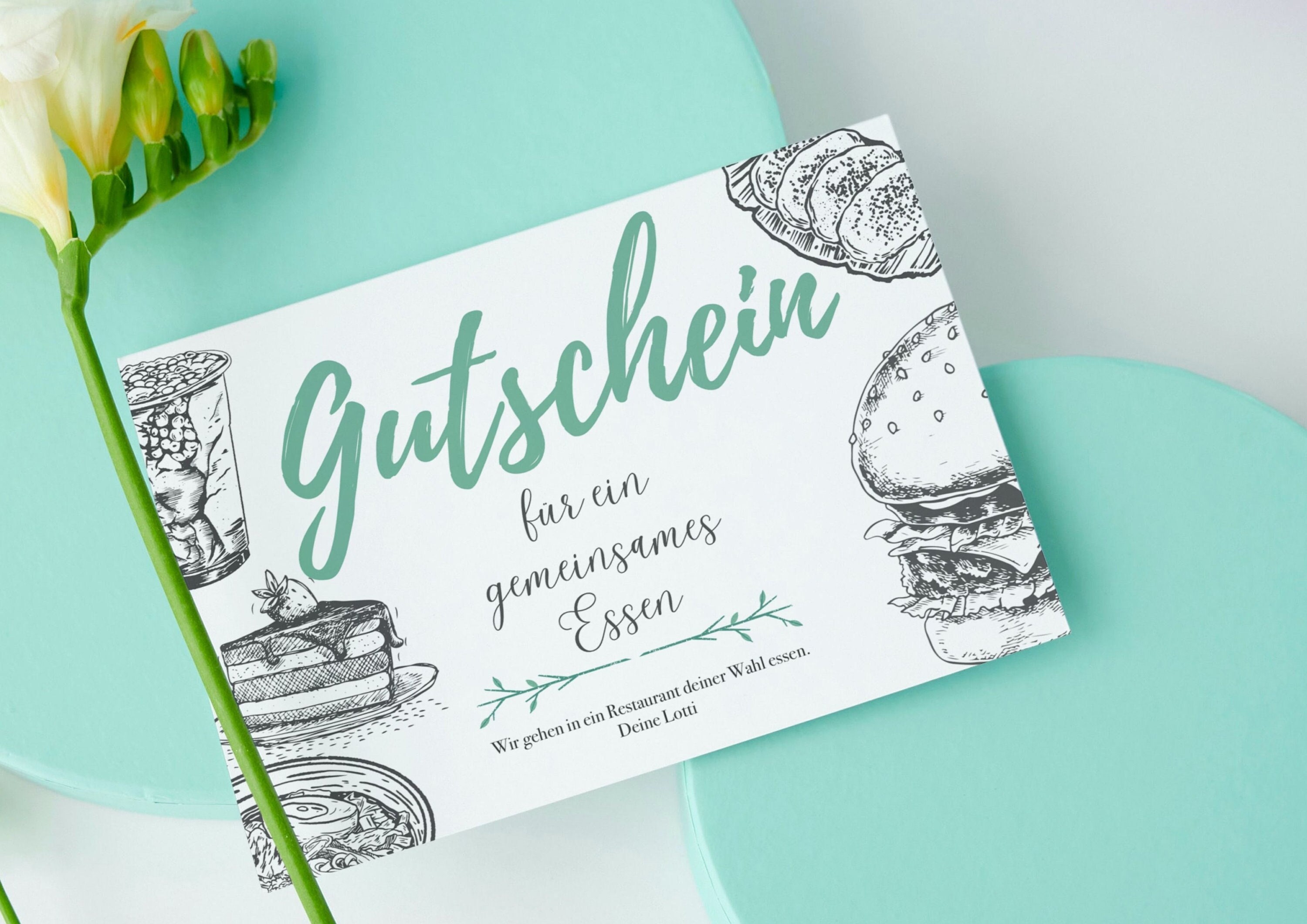 Gutschein zum Ausdrucken Essen gehen PDF Download Digital Print ...
