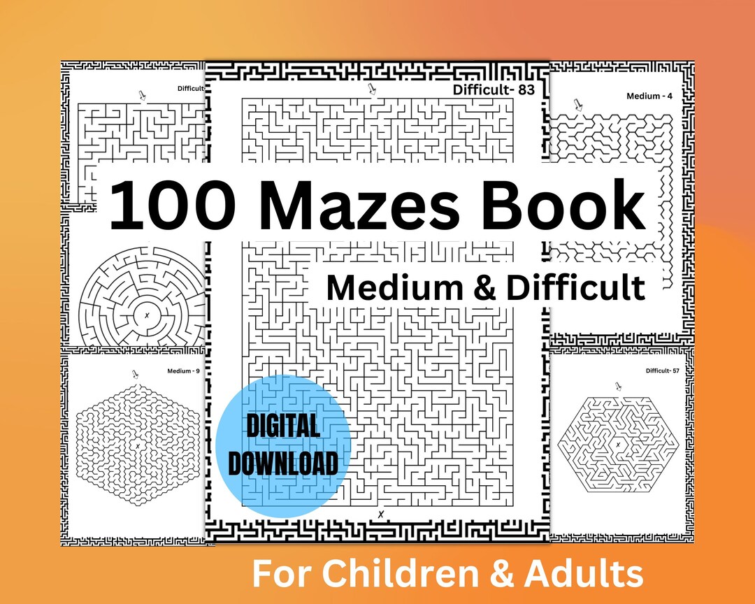 Endless Mazes 100 Maze Puzzle Printable Book Medium and - Etsy