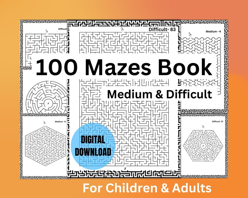 Endless Mazes 100 Maze Puzzle Printable Book Medium and - Etsy