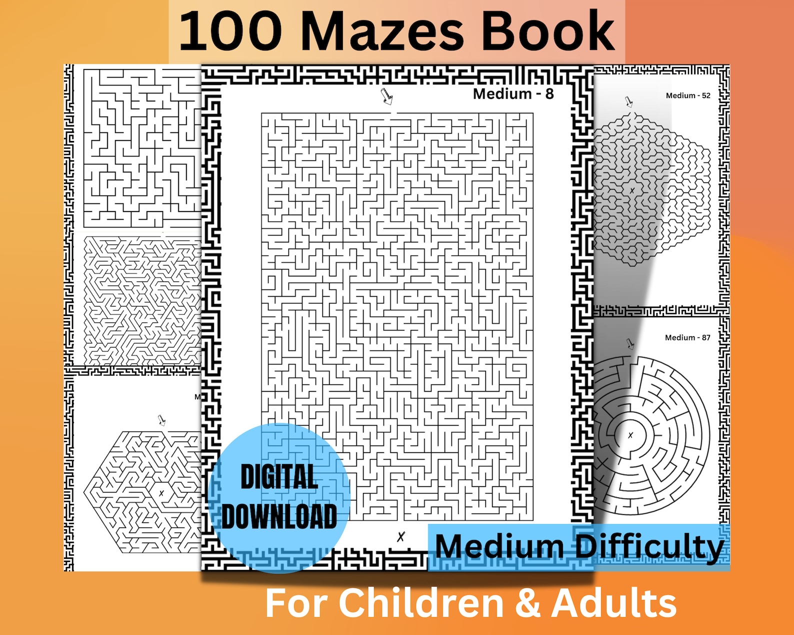 Endless Mazes 100 Maze Puzzle Printable Book Medium Maze Puzzles for ...