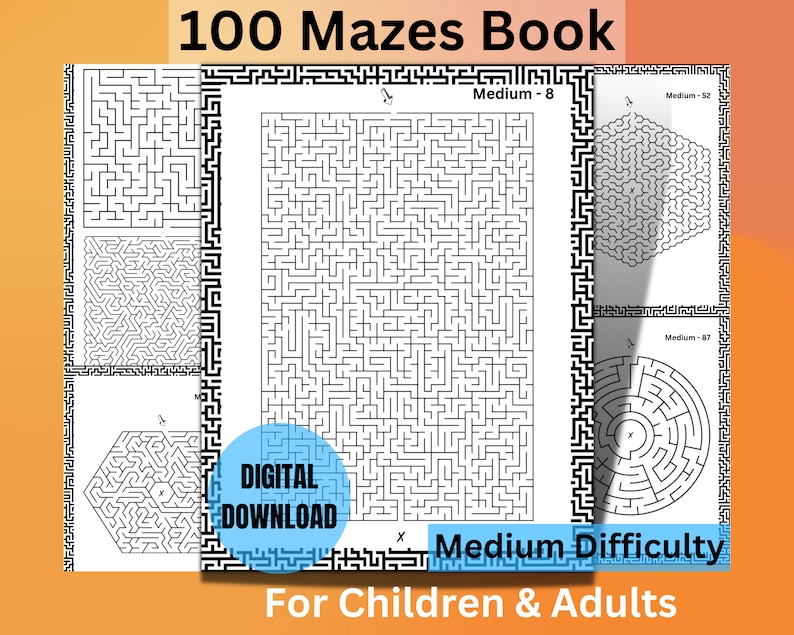 Endless Mazes 100 Maze Puzzle Printable Book Medium Maze Puzzles for ...