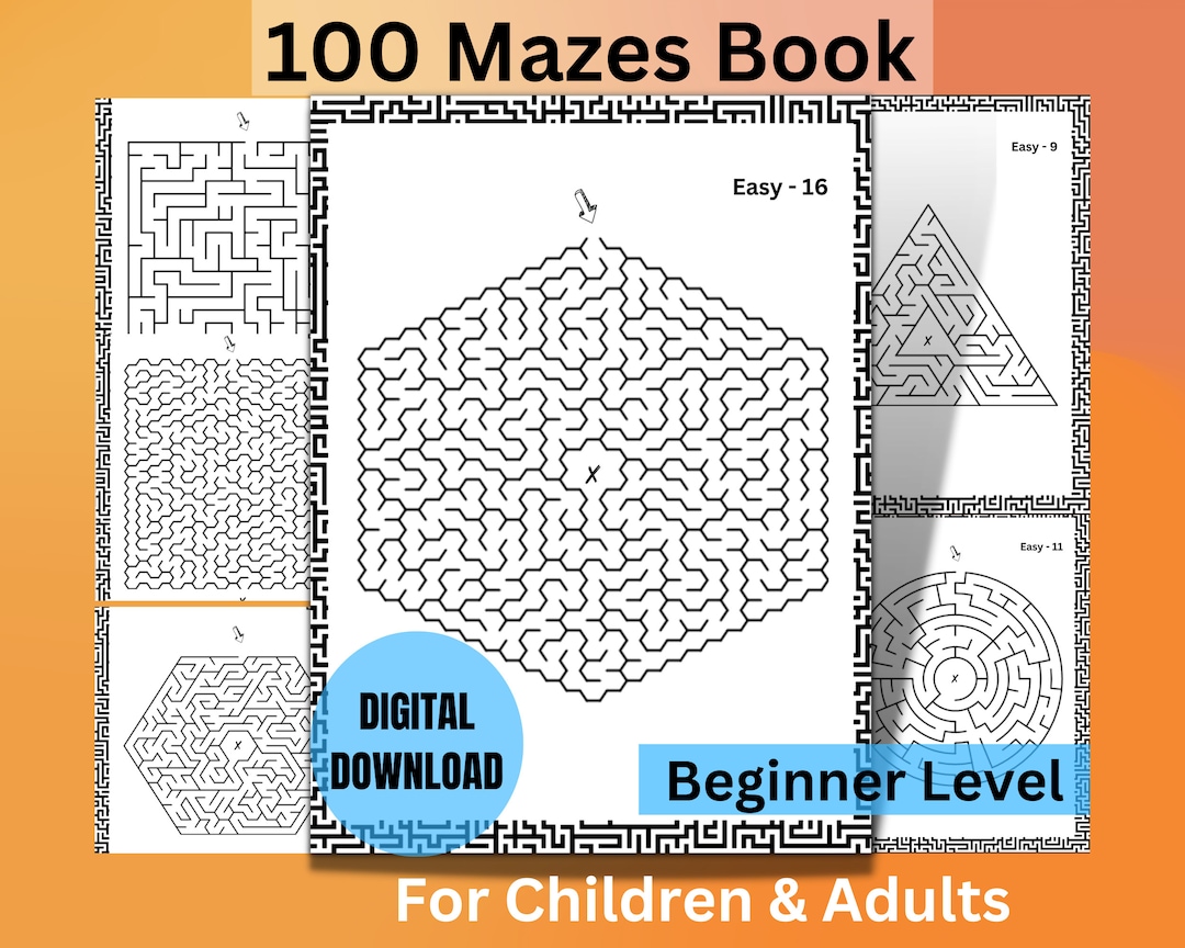 Endless Mazes 100 Maze Puzzle Printable Book Easy Maze Puzzles for ...