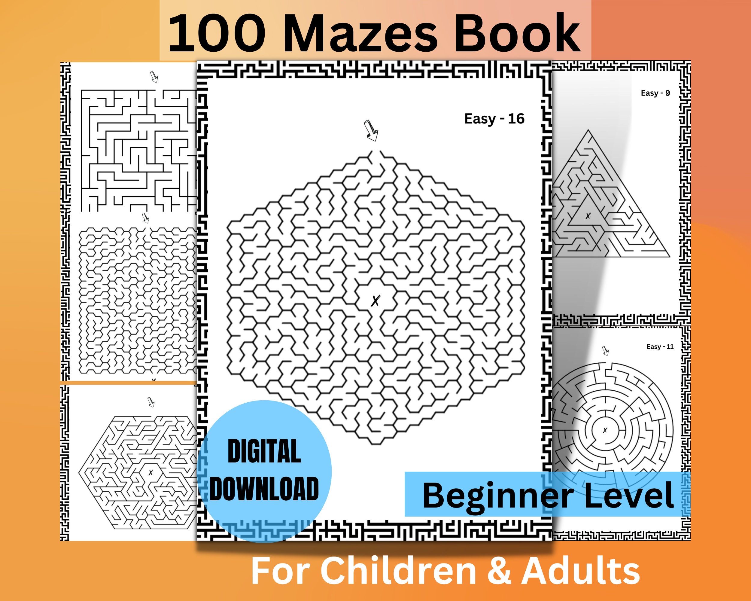 Endless Mazes 100 Maze Puzzle Printable Book Easy Maze Puzzles for ...