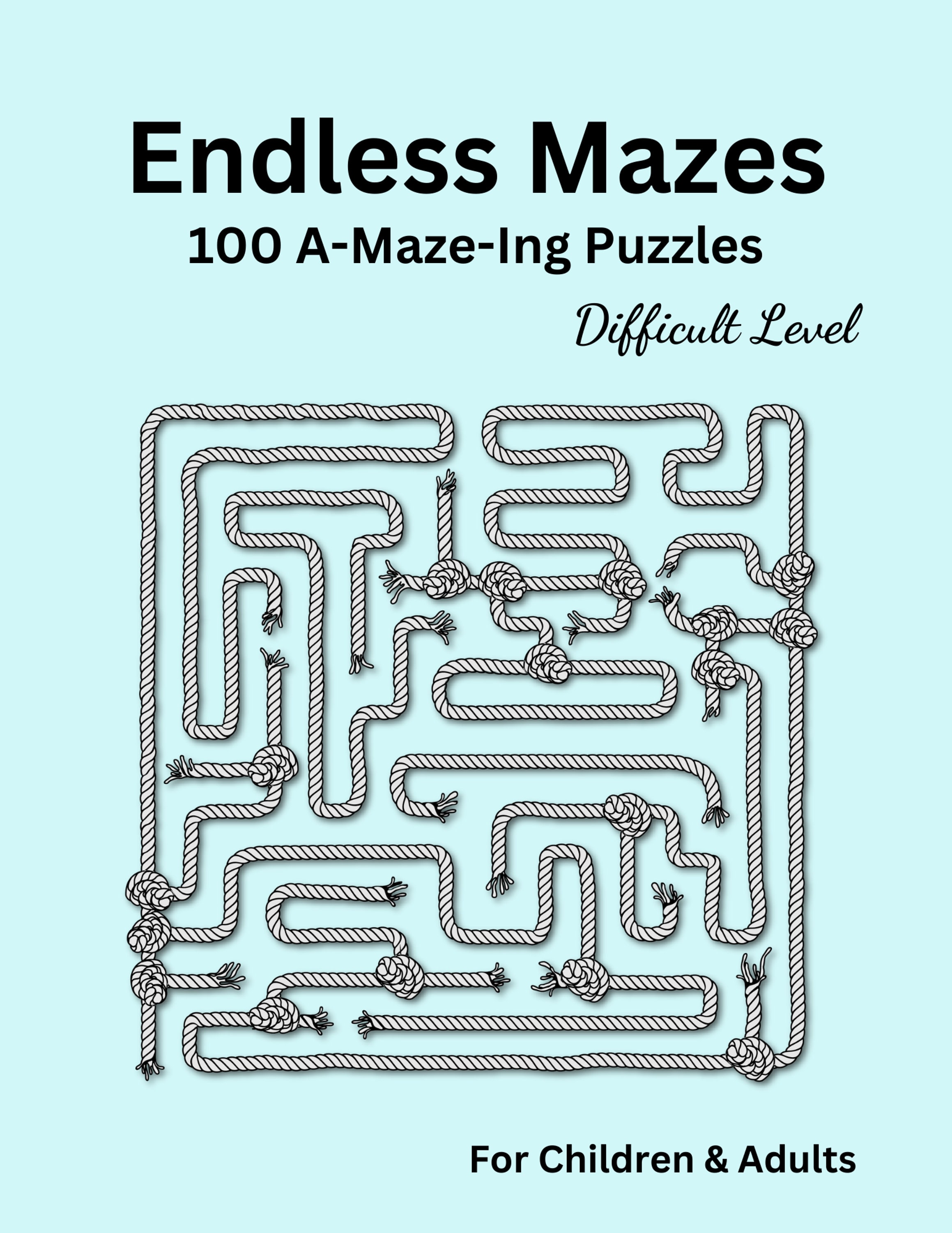 Endless Mazes 100 Maze Puzzle Printable Book Difficult Maze Puzzles for ...