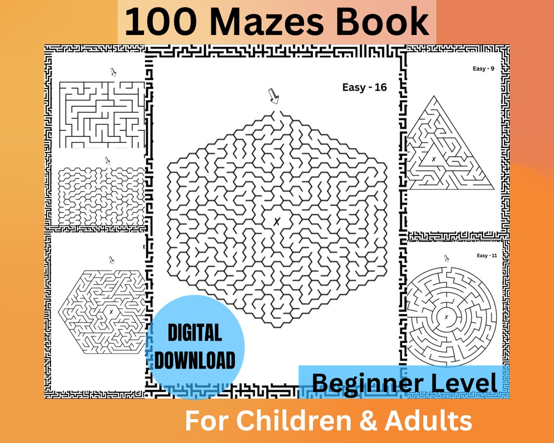 Endless Mazes 100 Maze Puzzle Printable Book Easy Maze Puzzles - Etsy
