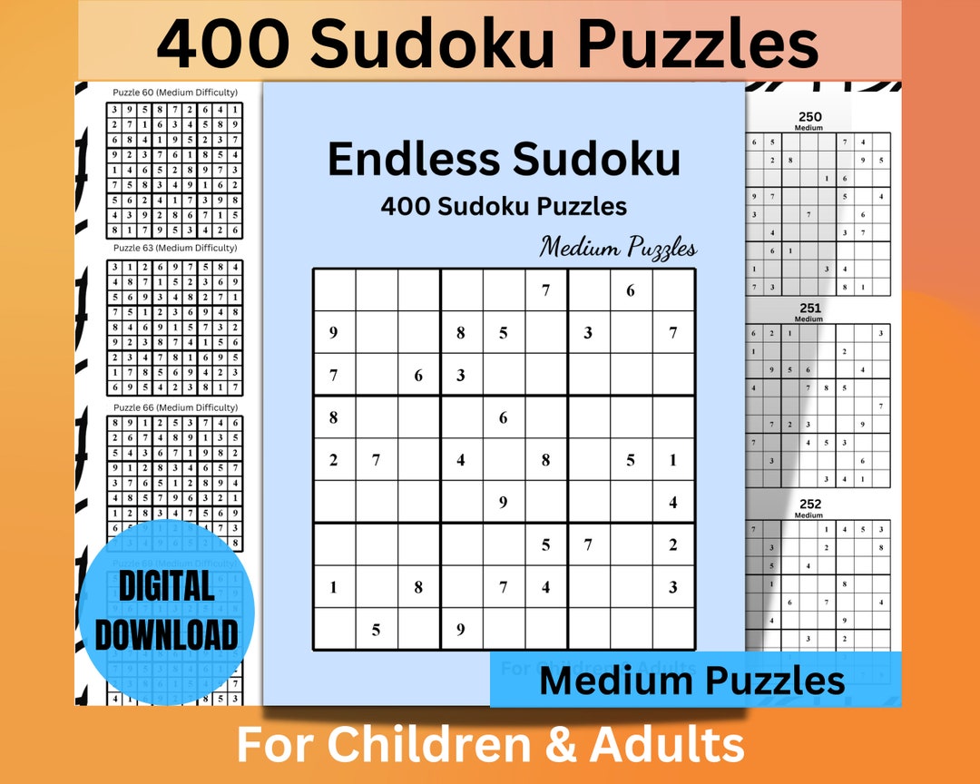 Ultimate Sudoku Challenge 400 Medium Sudoku Printable Puzzles Sudoku ...