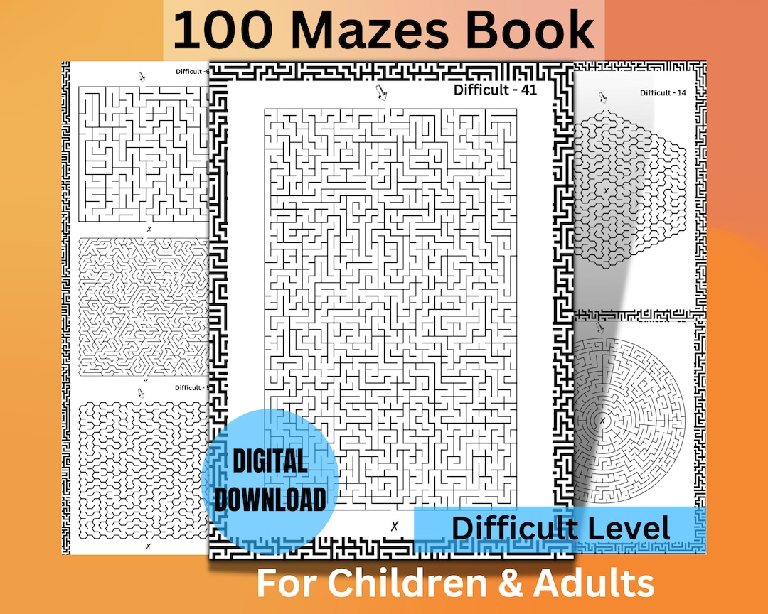 Endless Mazes 100 Maze Puzzle Printable Book Difficult Maze Puzzles for ...