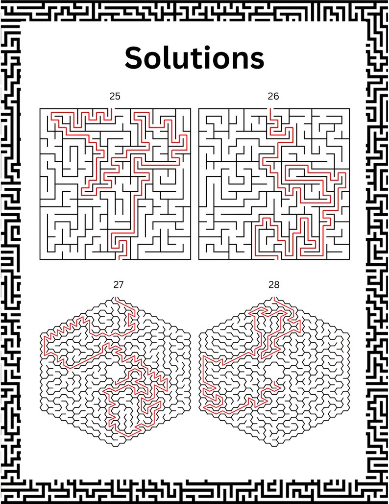 Endless Mazes 100 Maze Puzzle Printable Book Medium and Difficult Maze ...