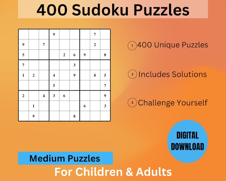Ultimate Sudoku Challenge 400 Medium Sudoku Printable Puzzles Sudoku ...