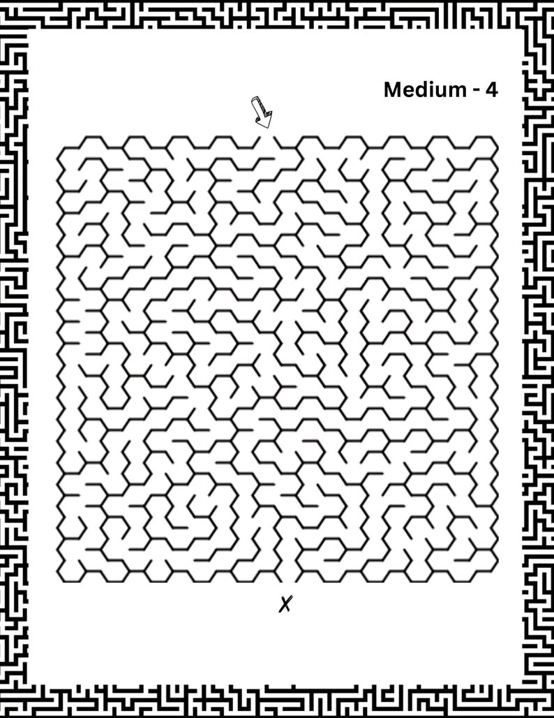 Endless Mazes 100 Maze Puzzle Printable Book Medium and Difficult Maze ...