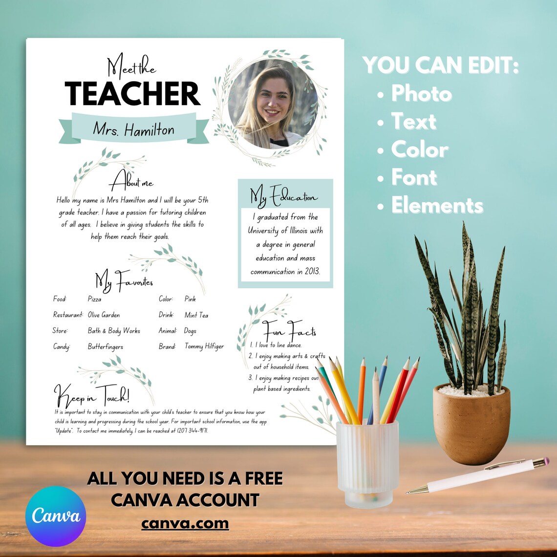 Editable Meet the Teacher Template, Back to School Flyer, Canva ...
