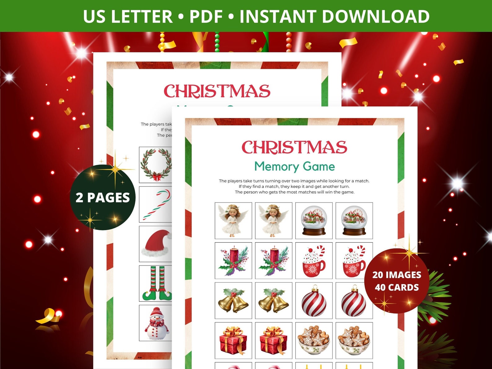 Christmas Matching Game, Christmas Party Game, Christmas Games ...