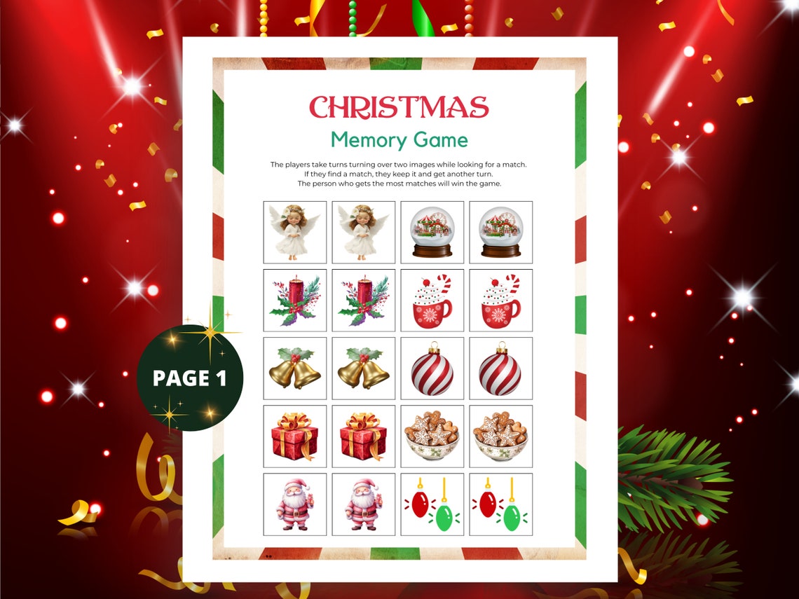 Christmas Matching Game, Christmas Party Game, Christmas Games ...