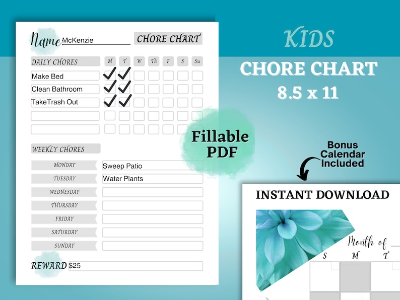 Chore Chart for Kids Editable Chore Chart for Kids Editable - Etsy