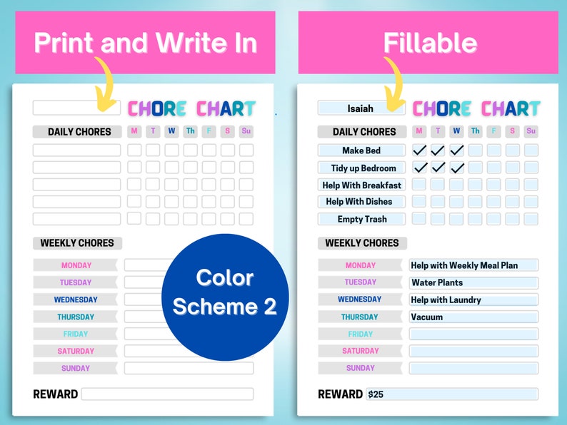 Chore Chart for Kids, Editable Chore Chart for Kids, Editable Chore ...