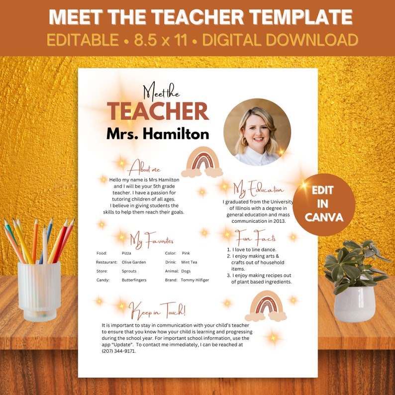 Editable Meet the Teacher Template, Back to School Flyer, Canva ...