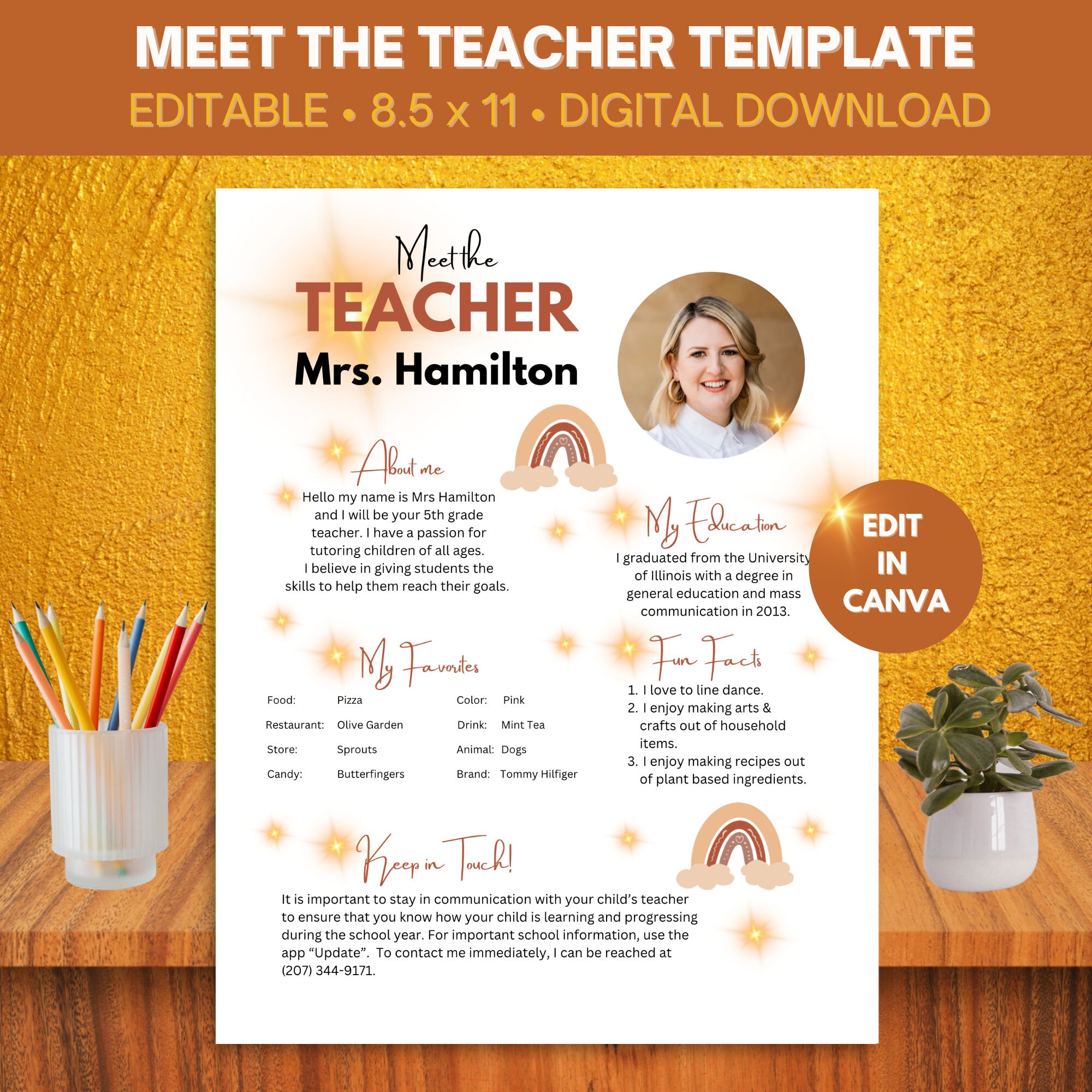Editable Meet the Teacher Template, Back to School Flyer, Canva ...
