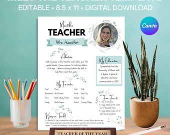 Retro Rainbow Meet the Teacher Template, Meet the Teacher Editable ...