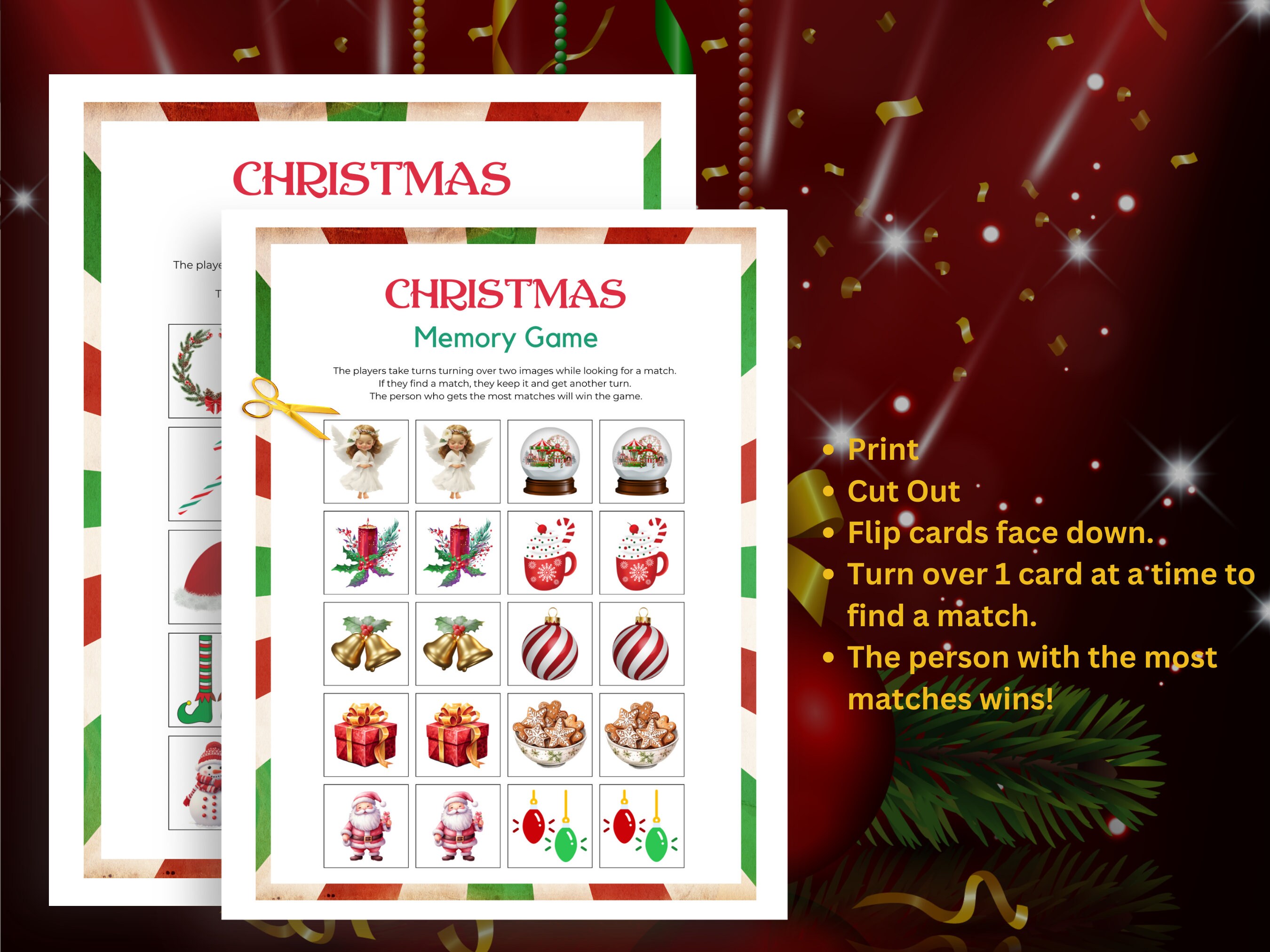 Christmas Matching Game, Christmas Party Game, Christmas Games ...