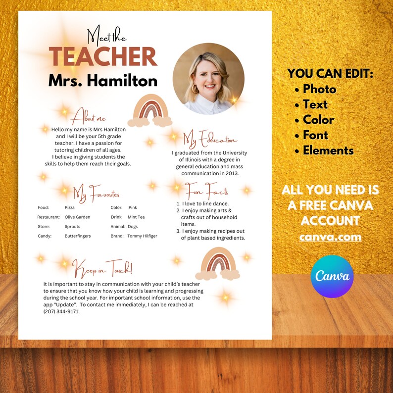 Editable Meet the Teacher Template, Back to School Flyer, Canva ...