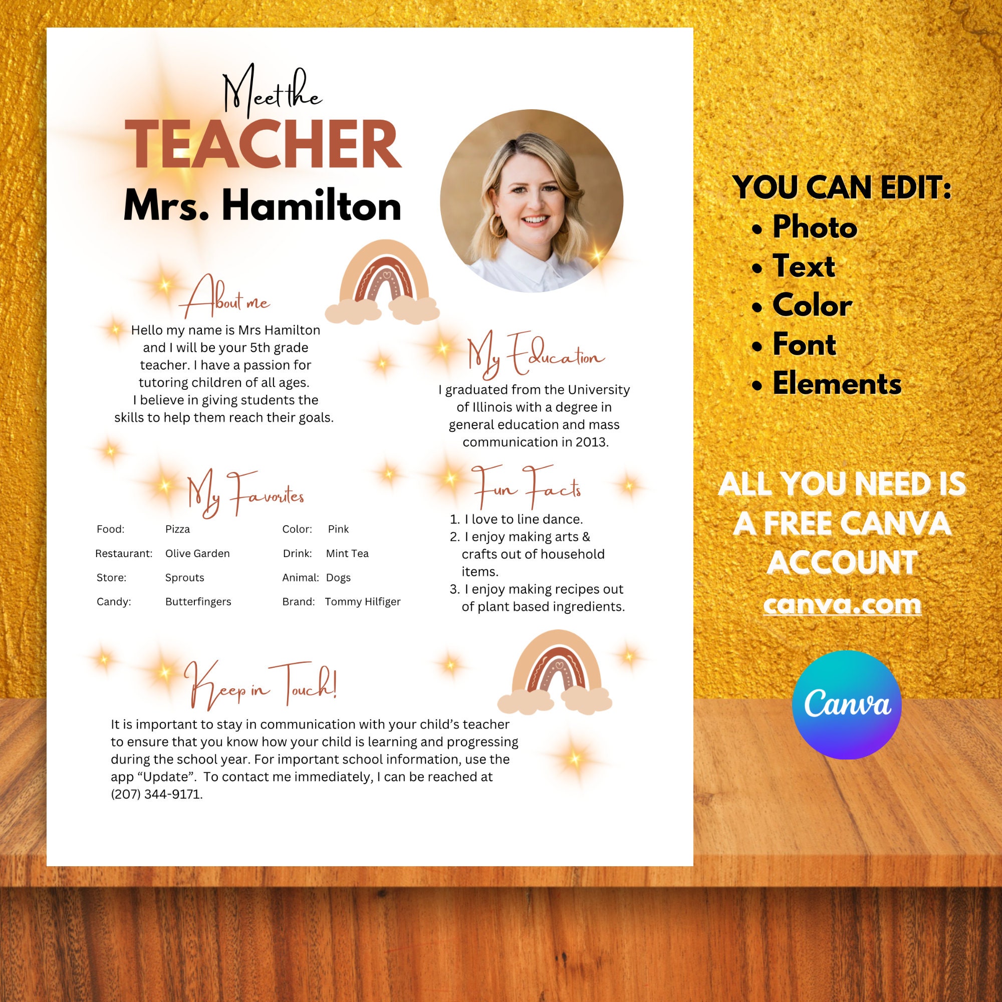 Editable Meet the Teacher Template, Back to School Flyer, Canva ...