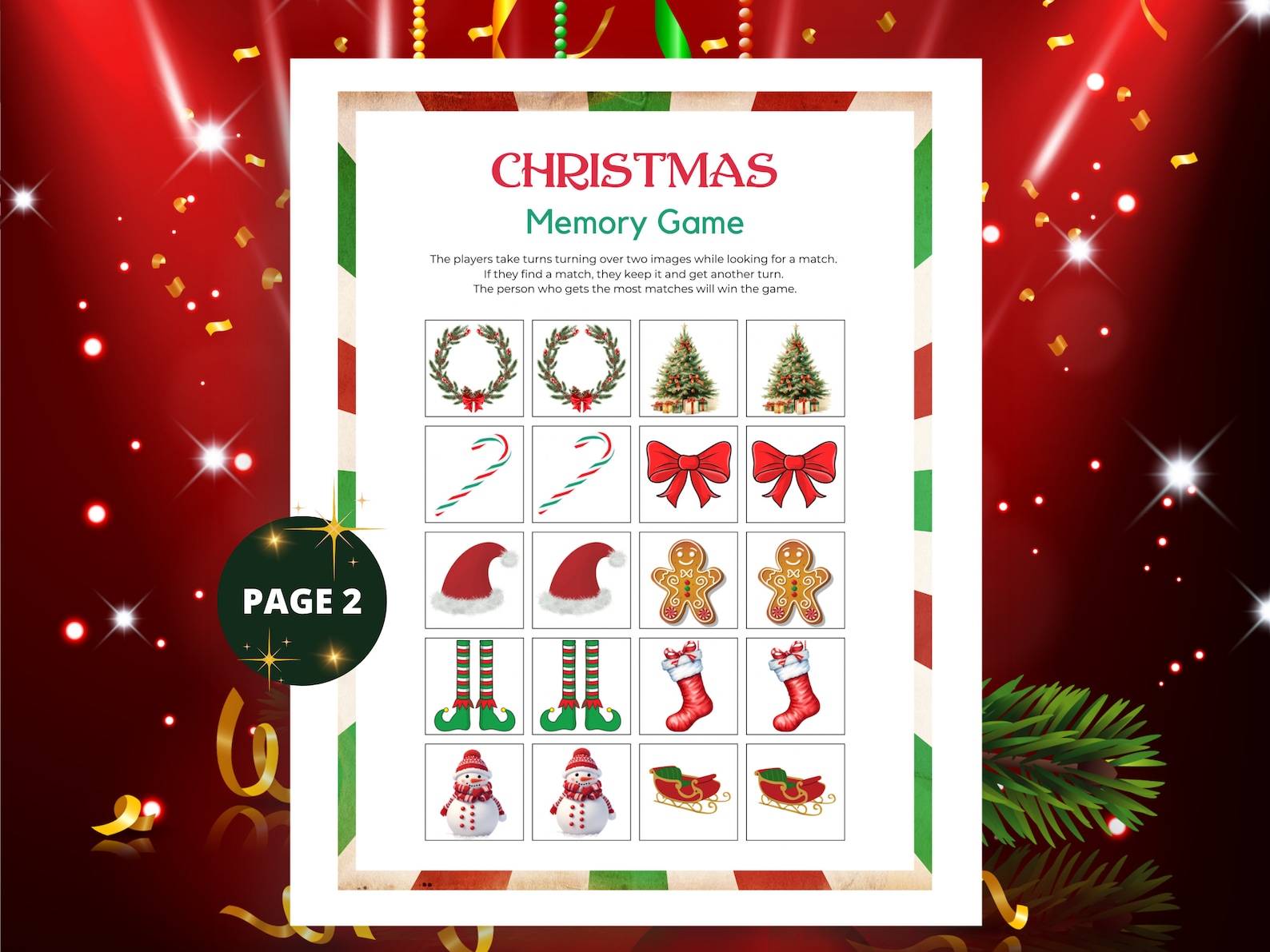 Christmas Matching Game, Christmas Party Game, Christmas Games ...