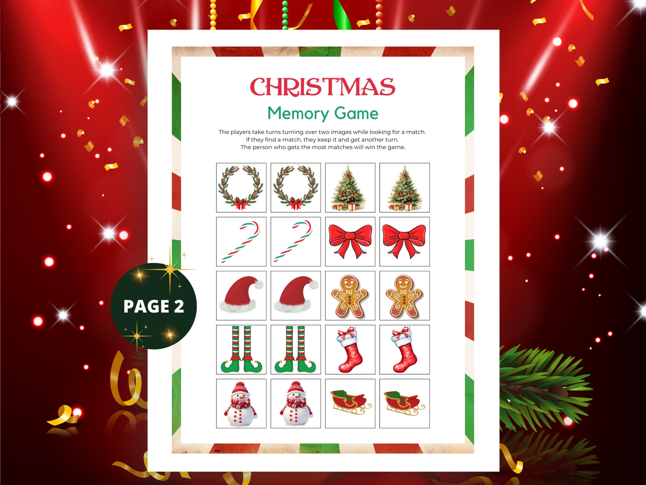 Christmas Matching Game, Christmas Party Game, Christmas Games ...