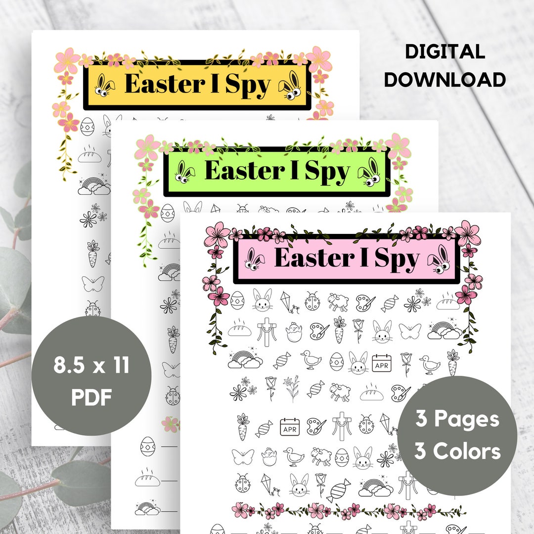 Easter I Spy Printable, Easter Activity Printable, I Spy Easter Game ...