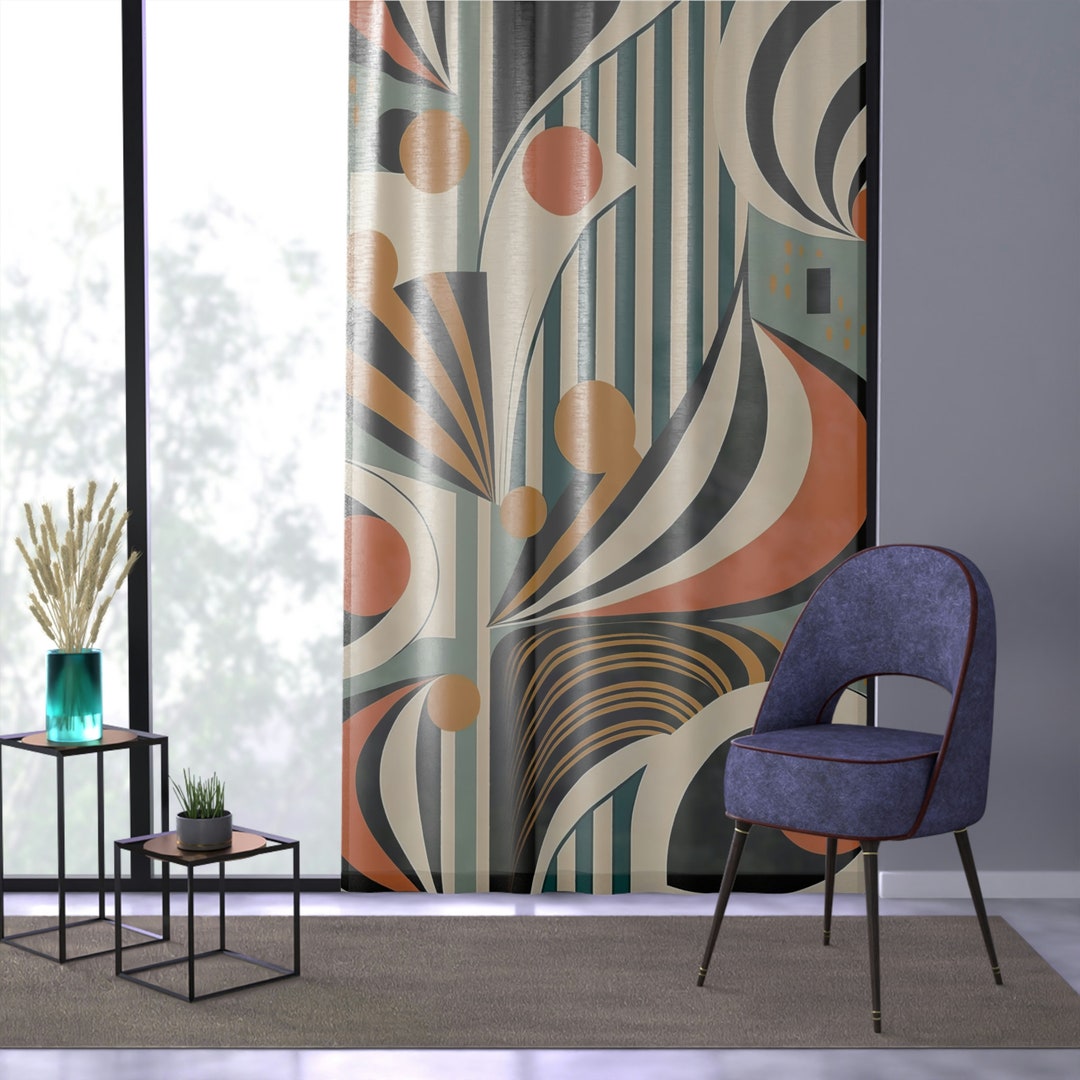 Mid-century Art Style Curtain Modern Window Curtain Trendy - Etsy