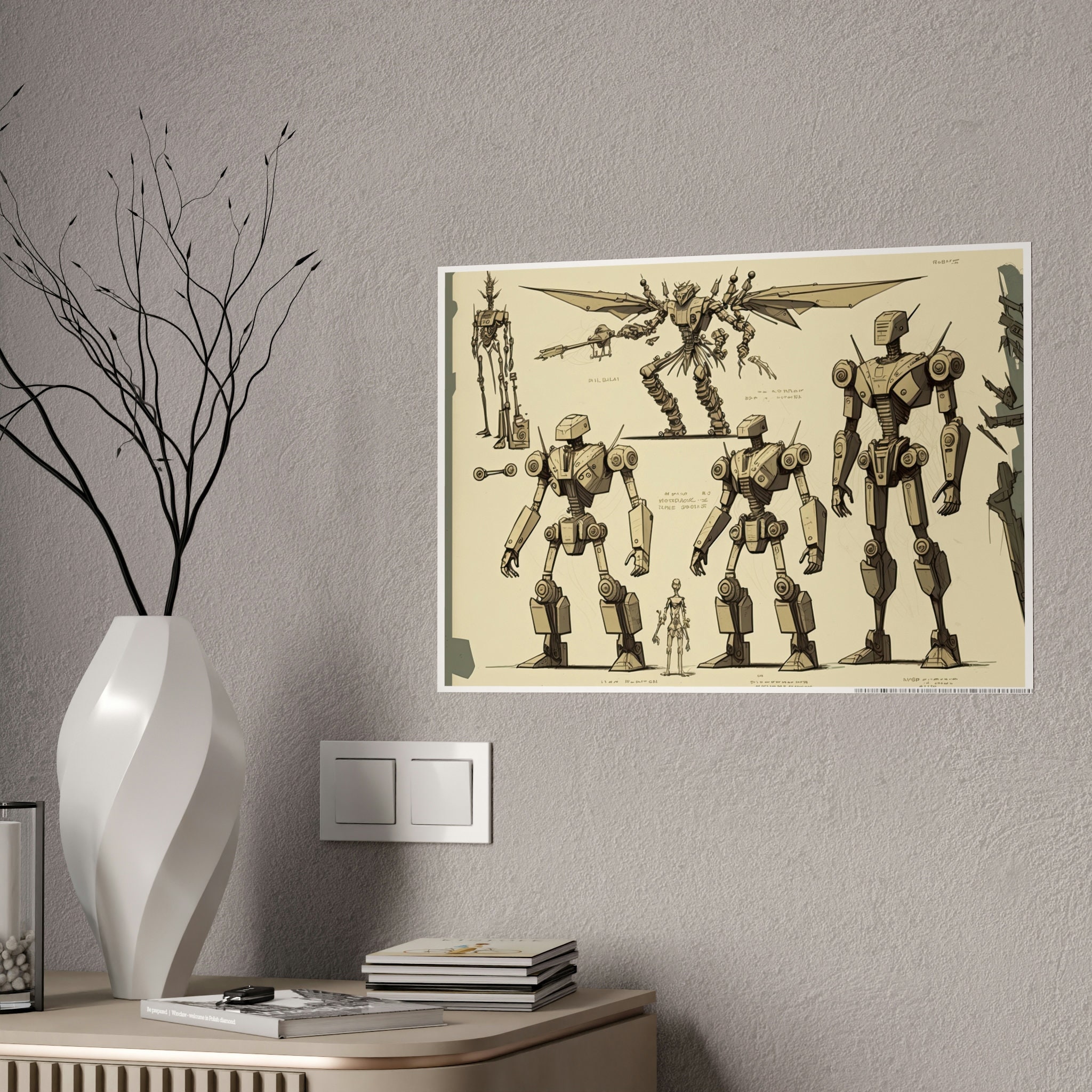 Robot Sketch Poster for Kids and Teens Digital Print Art for - Etsy