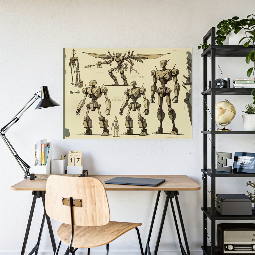 Robot Sketch Poster for Kids and Teens Digital Print Art for - Etsy