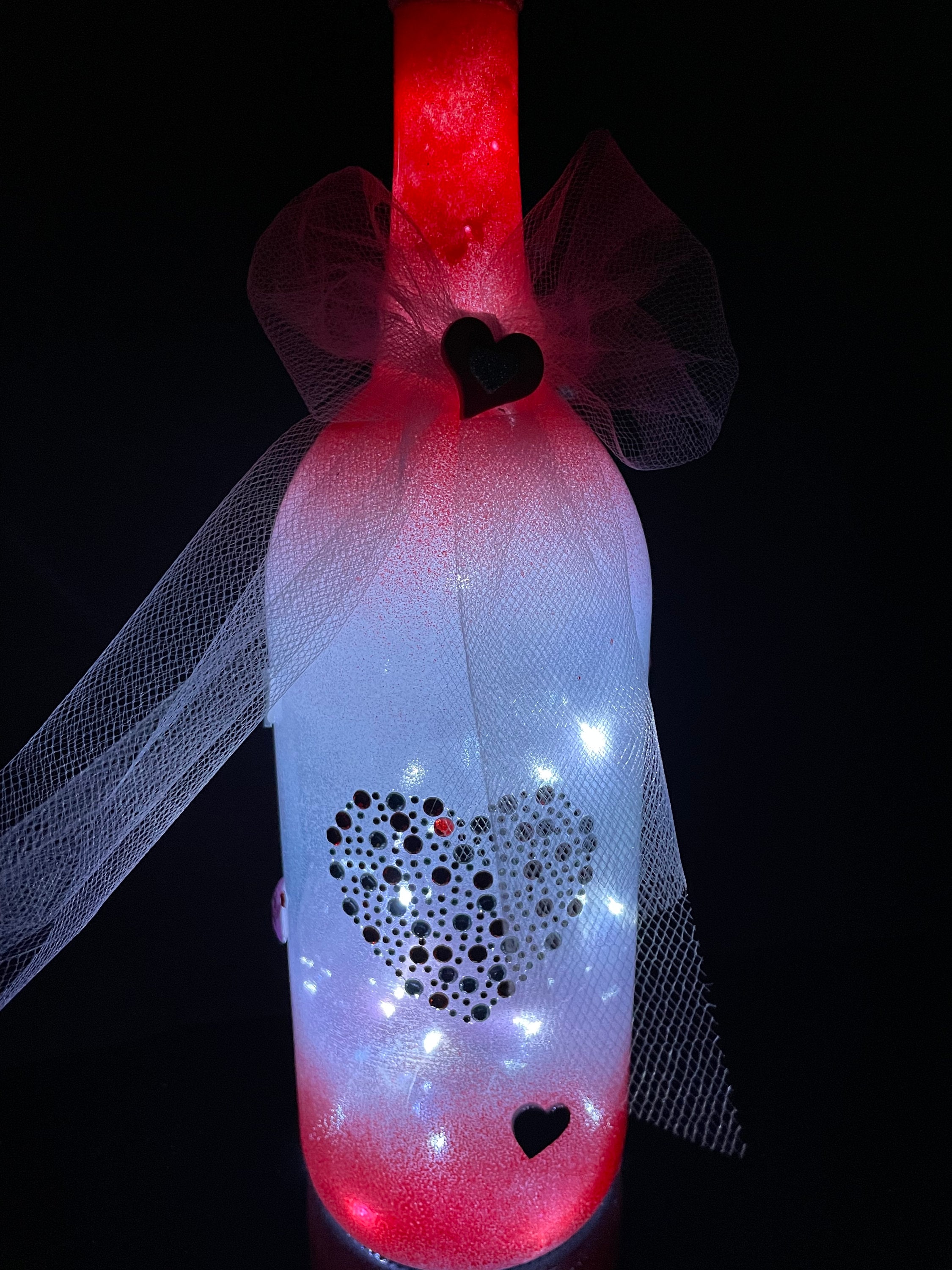 Red Heart Wine Bottle Night Light - Etsy