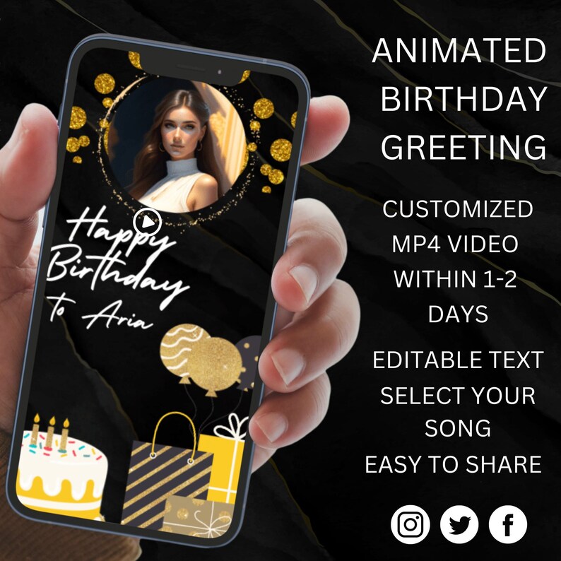 Personalized Happy Birthday Video Card Customizable With Name, Age, and ...