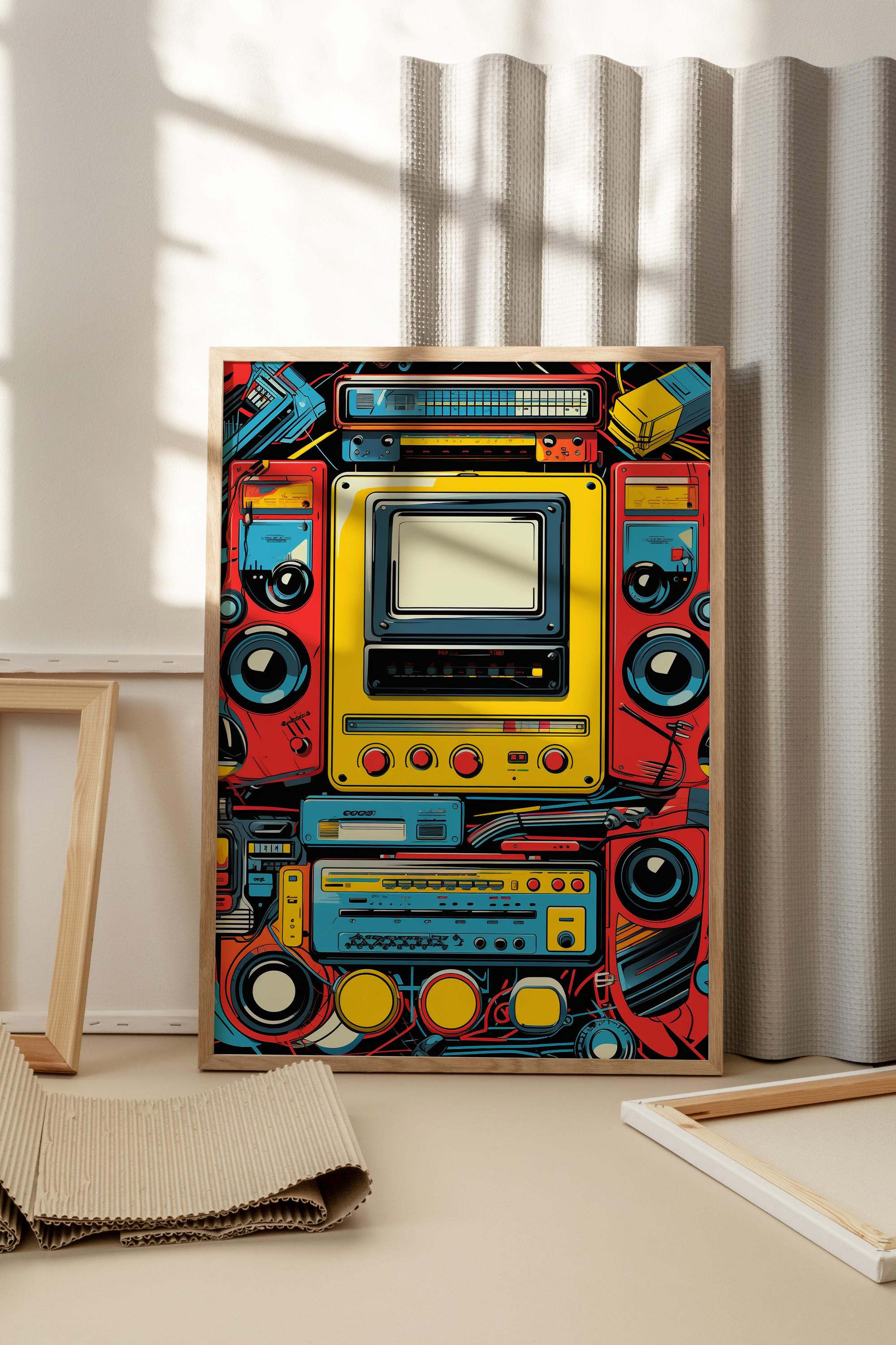 Retro Technology Wall Art, Retro Pop Art Artwork, Technology Pop Art ...
