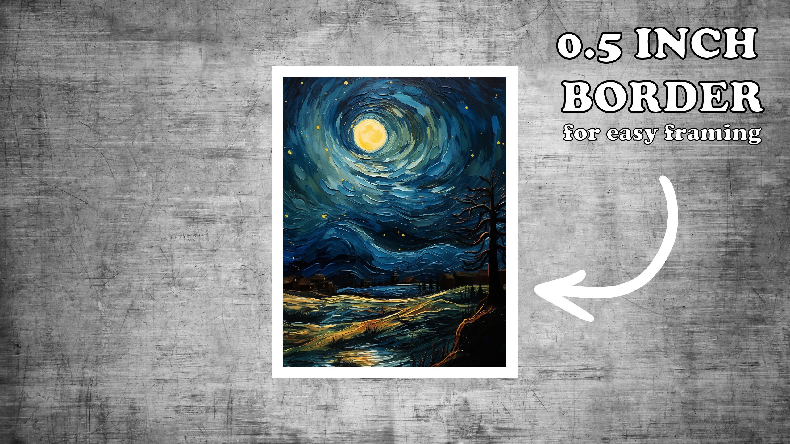 Starry Night Digital Download, Starry Sky Drawing, Impressionist ...