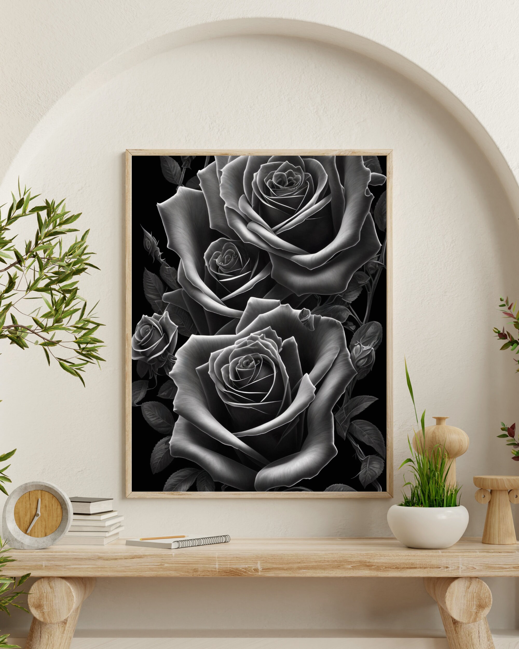 Black Rose Print, Black Rose Wall Art, Black Rose Wall Decor, Gothic ...