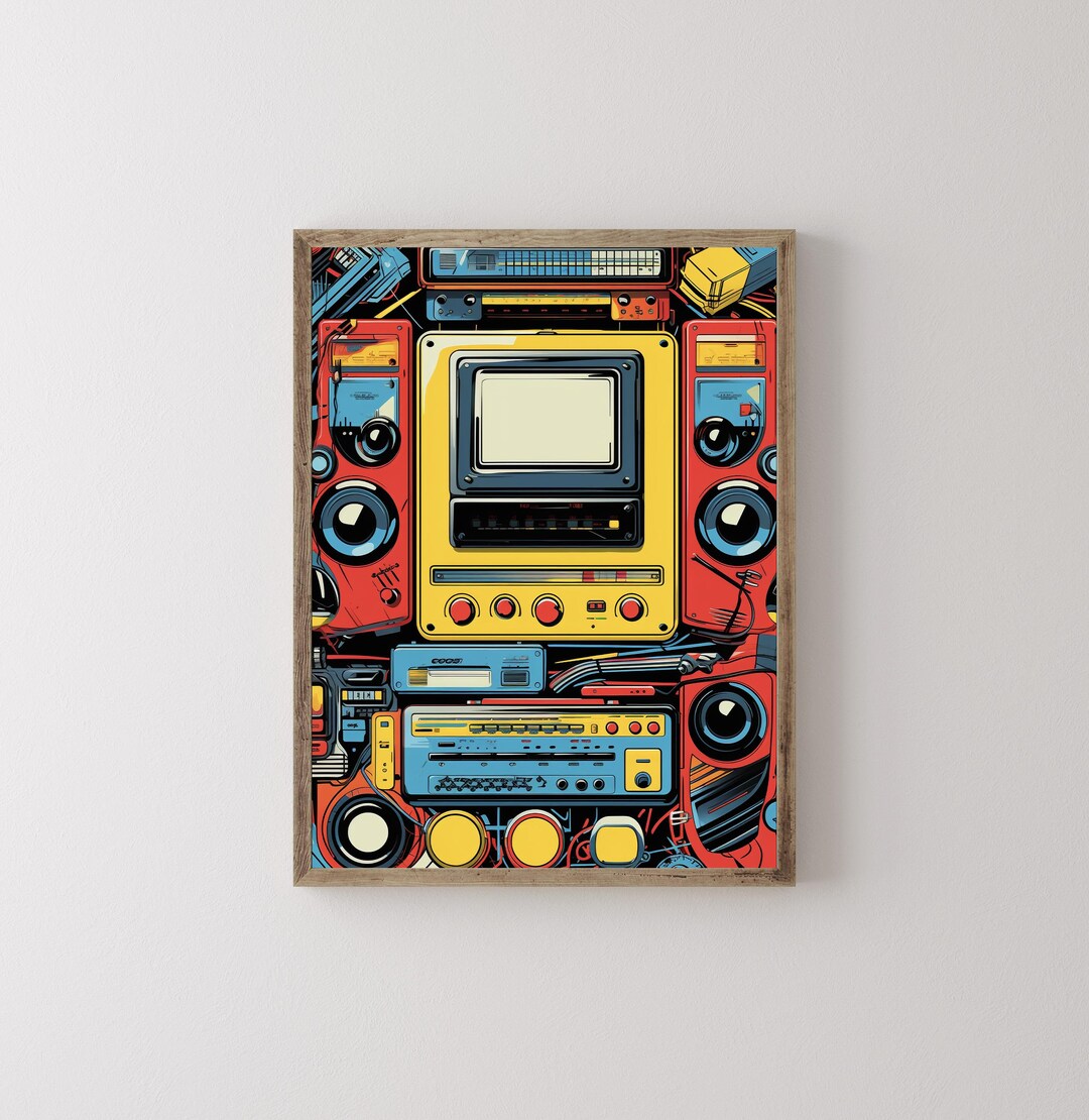Retro Technology Wall Art, Retro Pop Art Artwork, Technology Pop Art ...