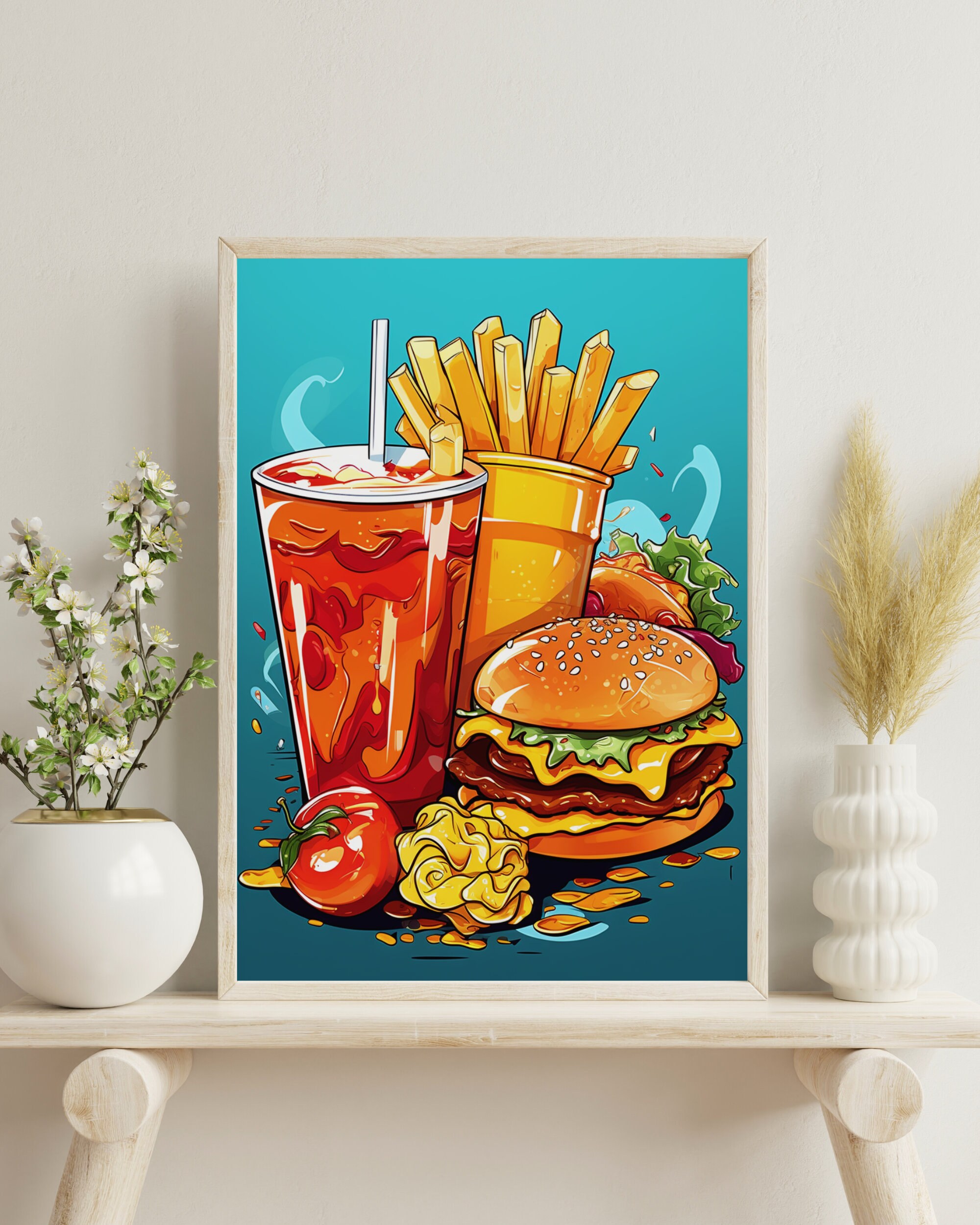 Fast Food Pop Art, Fast Food Art, Fast Food Wall Art, Burger Wall Art ...