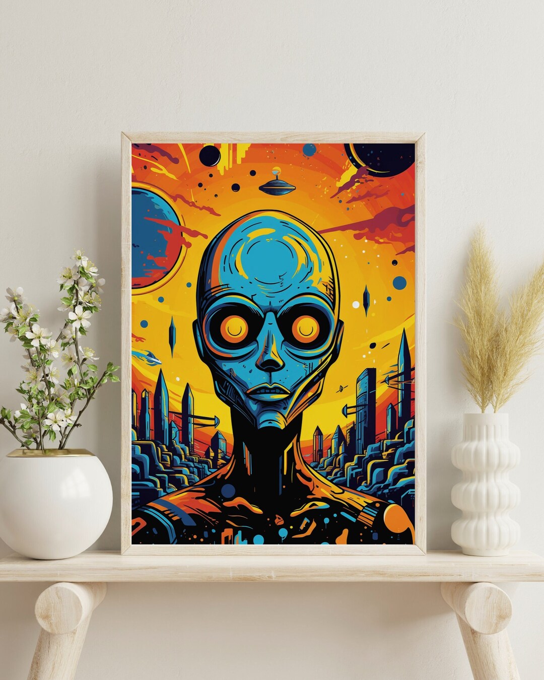Alien Pop Art Painting Alien Civilization Wall Art Alien - Etsy
