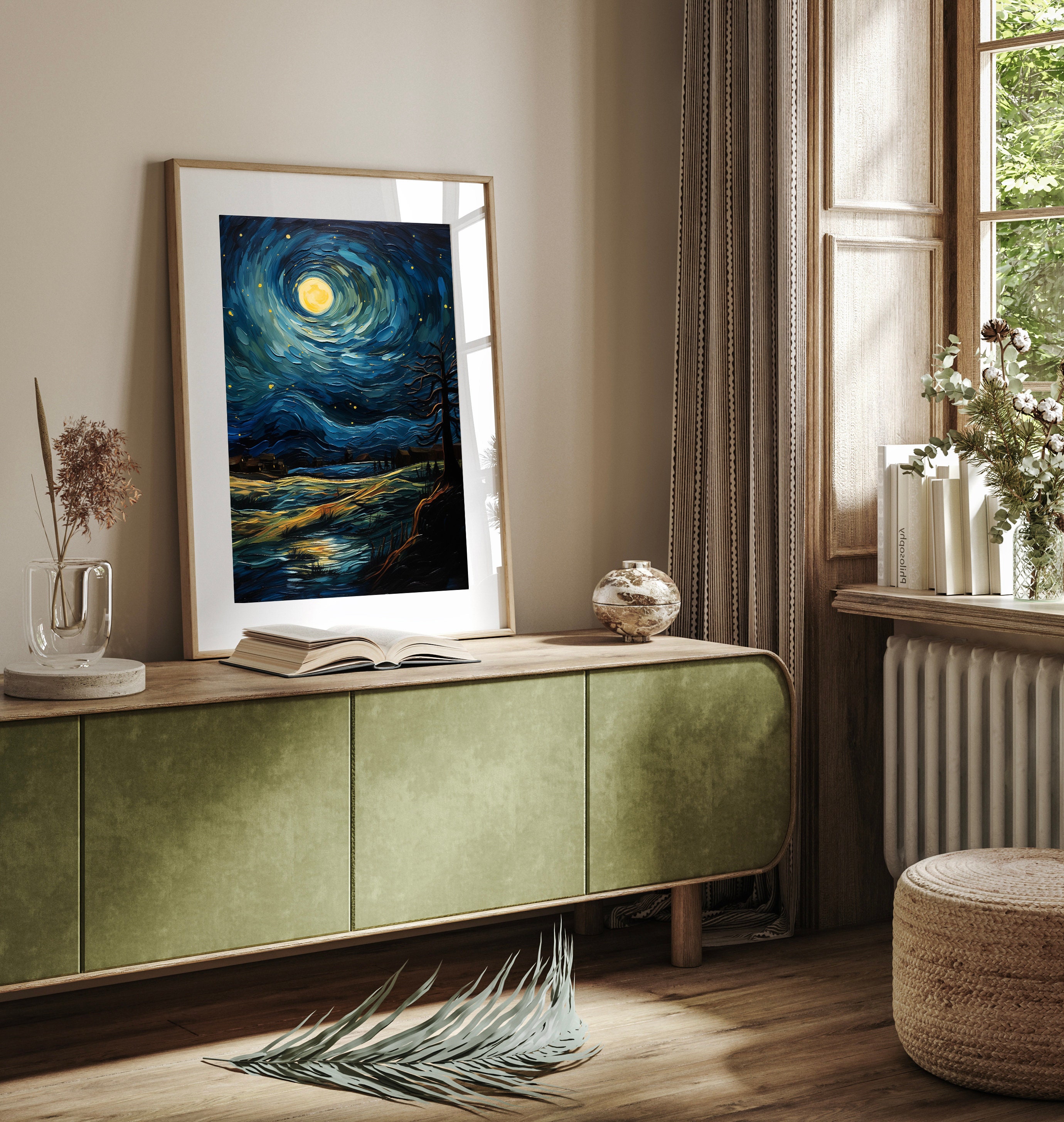 Starry Night Digital Download, Starry Sky Drawing, Impressionist ...