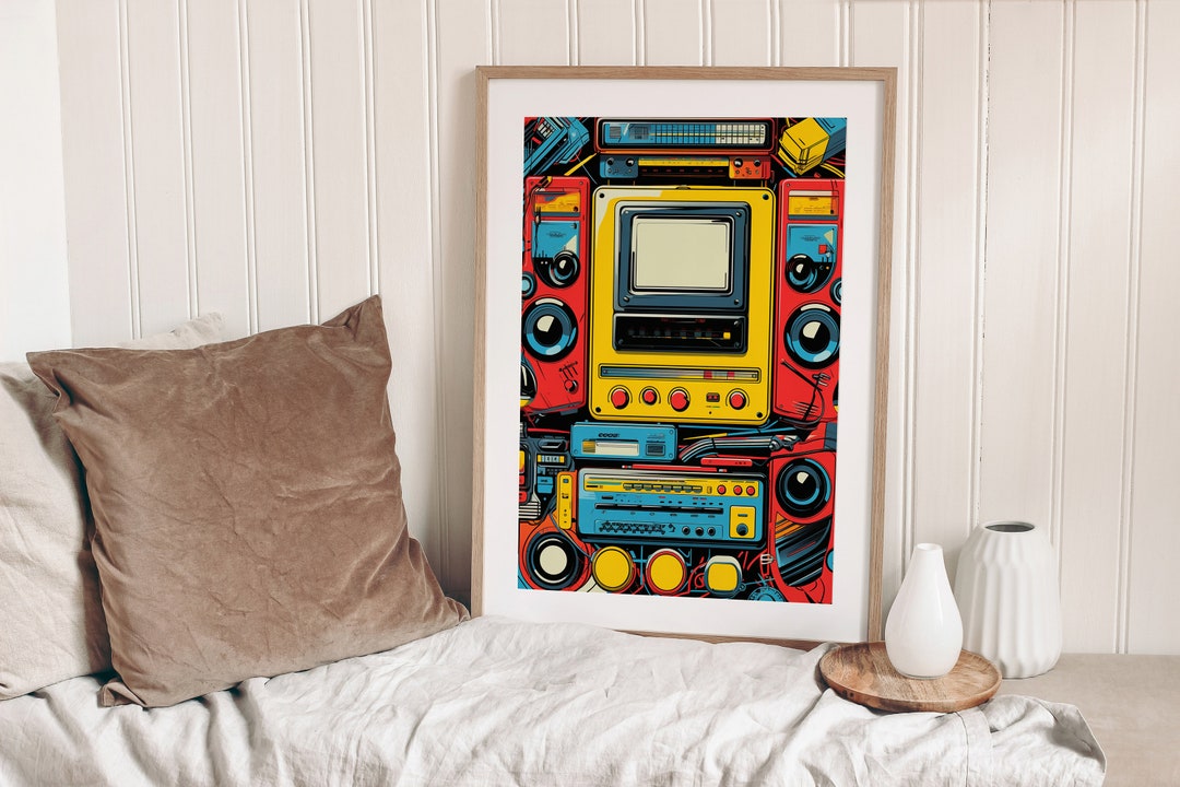 Retro Technology Wall Art, Retro Pop Art Artwork, Technology Pop Art ...