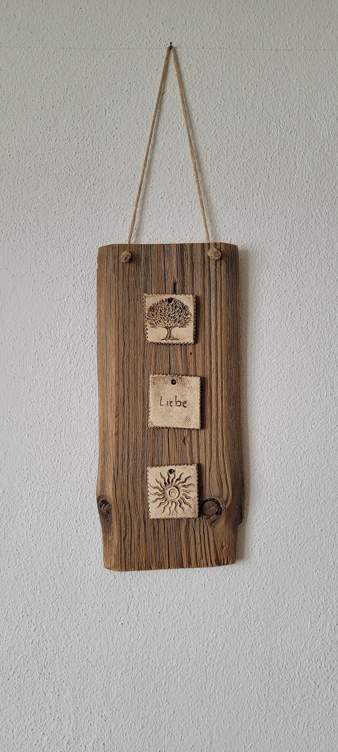 Vintage Barn Board With Ceramic Wall Decoration - Etsy