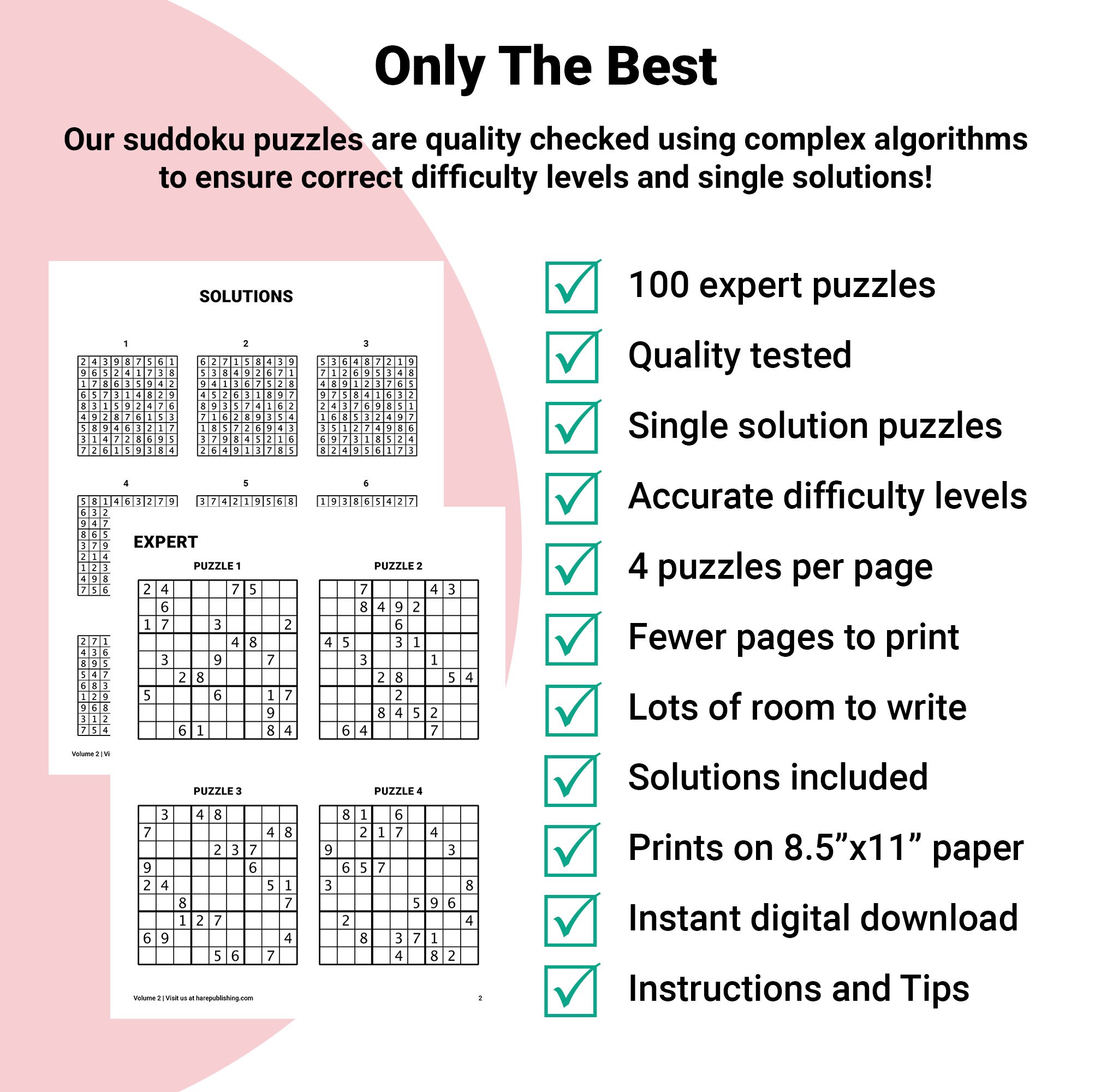 Sudoku Puzzles 100 Expert Sudoku Puzzles Volume 2 Printable Instant ...